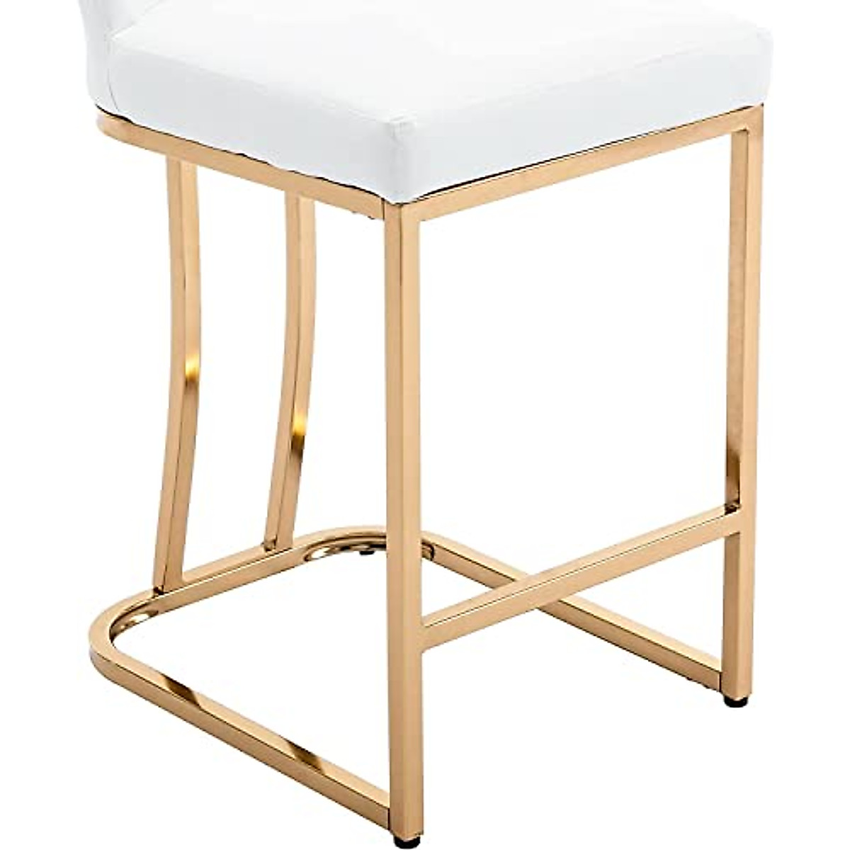 RIVOVA 24" Counter Height Bar Stools Set of 2 with Back, Modern PU Leather Bar Stool for Kitchen Island, Upholstered Pub Stools with Footrest, Armless Dining Chairs for Bar, White