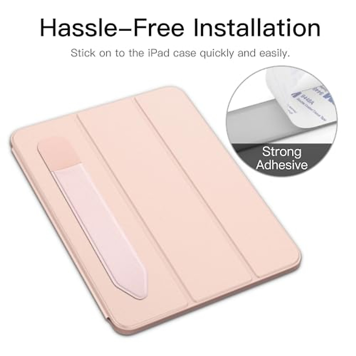 MoKo Pencil Holder Sticker Fit Apple Pencil Pro, Apple Pencil (USB-C), Apple Pencil 1st/2nd Generation, Elastic Pencil Pocket Pouch Adhesive Sleeve Attached to iPad Case for Stylus Pens,Rose Gold