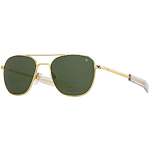 AO Original Pilot Sunglasses - Gold - Calobar Green AOLite Nylon Lenses - Bayonet Temple - Polarized - 55-20-140