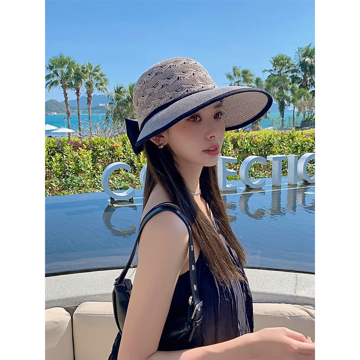Wide Brim Beach Hats for Women Breathable Sun Hat Bucket Hat Sun Visors Fishing Cap for Travel Picnic Outdoor Summer 2024 Khaki