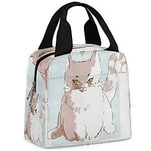 Cute Cats Pets Style Insulated Lunch Bag Women Reusable Lunch Tote Bag for Men Adult Leakproof Cooler Lunch Box for Work Office Picnic Travel