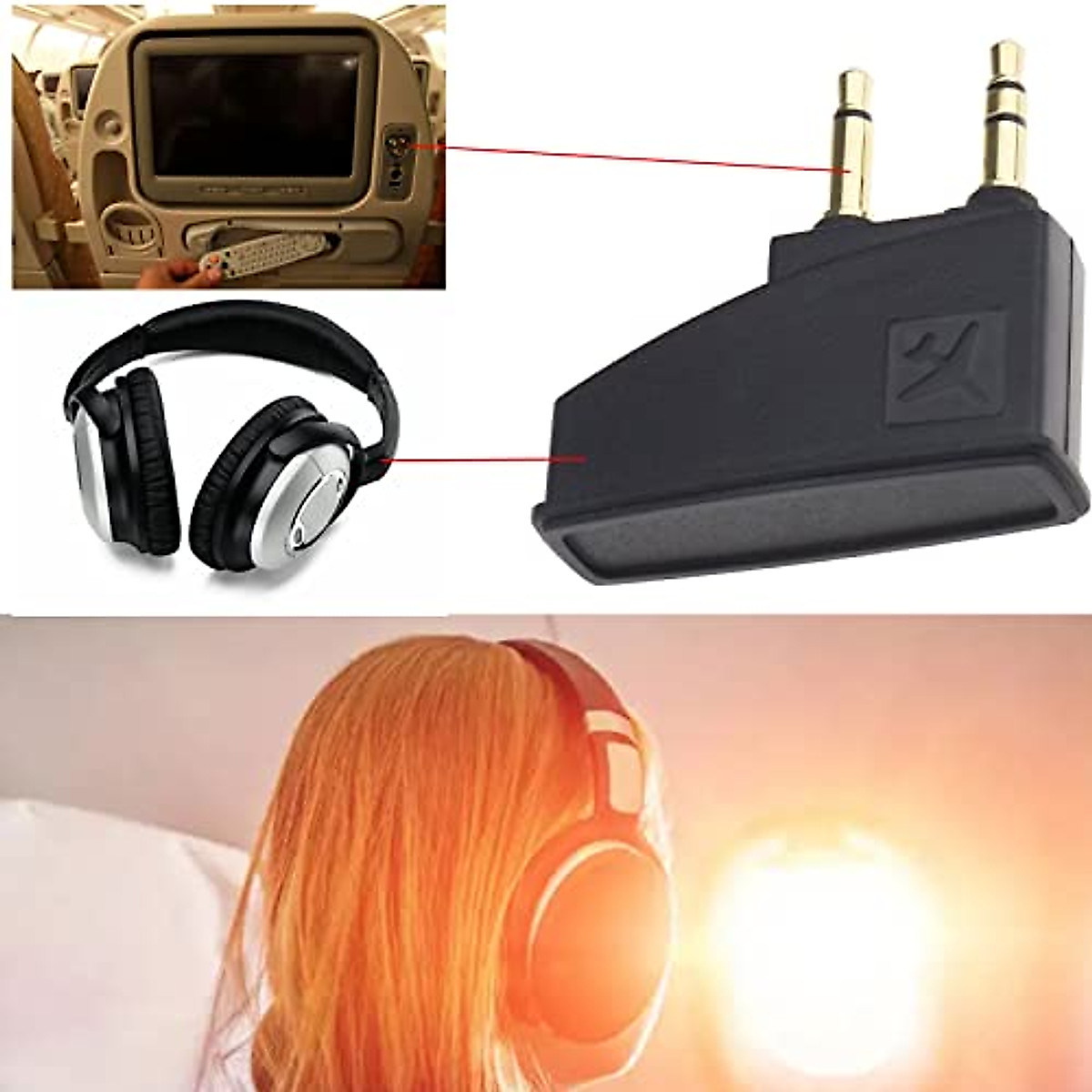 3.5mm Airplane Headphone Adapter Compatible with QuietComfort 2 QC3 QC15 QC25 QC35 Compatible with SoundLink AE2 AE2W Devices Gold Plated 3.5mm Jack