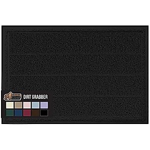 Gorilla Grip Stain and Fade Resistant Dirt Grabber Mesh Door Mat, Low-Profile, Heavy Duty Quick Dry Striped Doormat, Mats for Indoor or Outdoor Entry, Shoe Scraper, Garage Entrance Mat, 35x23, Black