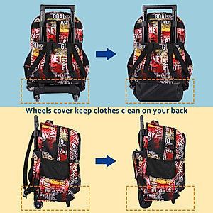 seastig Foldable Rolling Backpack 18 inch Double Handle Wheeled Backpack for Boys Girls Children Luggage Bag for Travel School Trip