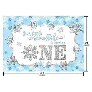 AIBIIN 7x5ft Winter Onederland Backdrop for Boy Sweet Little Snowflake Happy First One Birthday Photography Background Blue Silver Winter Wonderland Party Decoration Banner Supplies Photo Studio