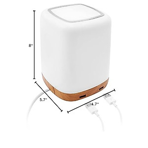 Macally LED Table Lamp with USB Port (4 Fast Charge Ports) - 3 Level Brightness Touch Sensor Control - Small Bedside Lamp with USB Port & (2700K) Warm White - LED Desk Lamp with USB Charging Port