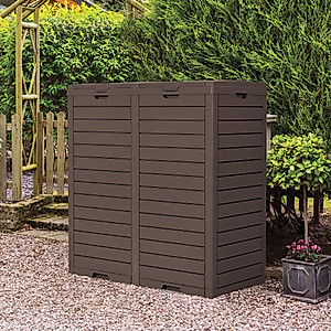 Devoko 78 Gallon Resin Trash Can Outdoor Double Waste Bin Trash with Drip Tray Armrest for Garage Two Trash Bags for Patio Hideaway Kitchens