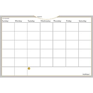 AT-A-GLANCE AW602028 WallMates Self-Adhesive Dry Erase Monthly Planning Surface, 36 x 24 , Gray/White/Orange