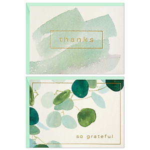 Hallmark Thank You Cards Assortment, Watercolor Greenery (50 Thank You Notes and Envelopes)