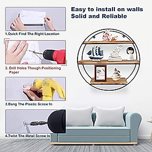 TFER Floating Shelves Wall Mounted Hanging Shelf Hexagon Rustic Farmhouse Shelves for Wall Decor,Storage | Metal Bracket and Reclaimed Natural Wood Shelf for Living Room,Bedroom,Bathroom,Kitchen