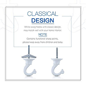 Glarks 6 Sets Ceiling Hooks with Extension Chains Set, 1.5 Inch Heavy Duty Swag Hooks with Steel Bolts and Toggle Wings and 2Pcs 39'' Long Extension Chains for Ceiling Installation Cavity Wall Fixing