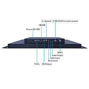 iChawk 17.3'' inch Monitor 1920x1080 16:9 Widescreen HDMI-in VGA USB Built-in Speaker Embedded Open Frame Wall-Mounted Driver Free Multi-Point Capacitive Touch LCD Screen Monitor K173MT-59C