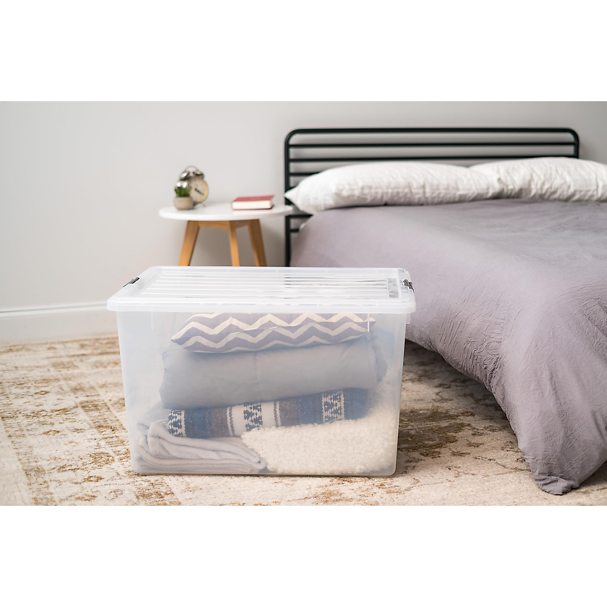 IRIS USA 132 Qt. Plastic Storage Container Bin with Secure Lid and Latching Buckles, 1 pack - Clear, Durable Stackable Nestable Organizing Tote Tub Box Sports General Organization Garage Extra Large