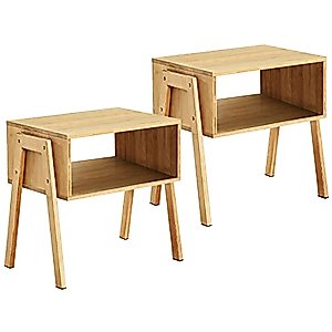 LASUAVY Bamboo Nightstands Set of 2 – Stackable Side Tables with Open Storage Compartment – Rustic Wood Bedside Tables for Bedroom, Living Room, Nursery – Modern and Versatile，Natural