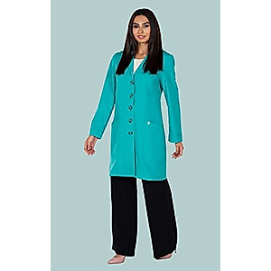 Veste Destiny Colored Women Lab Coat - 5 Pockets 38" Long Laboratory Coat - Female Medical & Science Labcoats 12 Colors in S,M,L with Adjustable Sleeve (Dark Green, Medium)