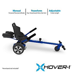 Hover-1 Falcon-1 Buggy Hoverboard Attachment Turbo LED Lights, Compatible with Most 6.5" & 8" Hoverboards, Hand-Operated Rear Wheel Control, Adjustable Frame, Easy to Install Hoverboard Go Kart