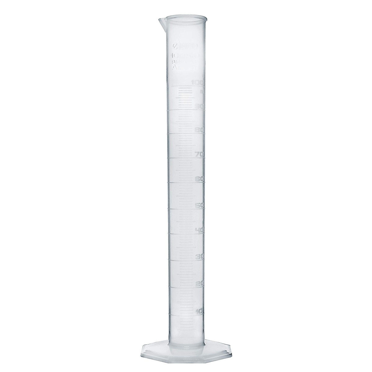 EISCO Graduated Cylinder, 100mL - Class A Tolerance - Octagonal Base - TPX Plastic - Industrial Quality, Autoclavable