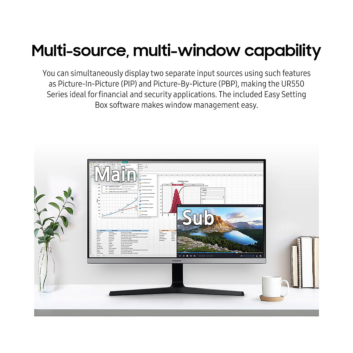 SAMSUNG 28-Inch ViewFinity UR55 Series 4K UHD IPS Computer Monitor, HDR10, AMD FreeSync, HDMI 2.0 and DisplayPort 1.2, Bezelless Display, Eye Care, LU28R550UQNXZA, 2023