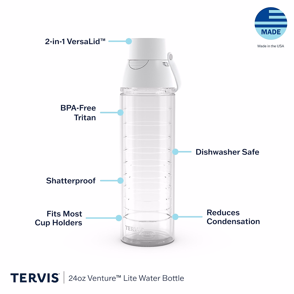 Tervis Venture Lite USF Bulls - All Over Made in USA Double Walled Insulated Tumbler Travel Cup Keeps Drinks Cold & Hot, 24oz Water Bottle, Classic