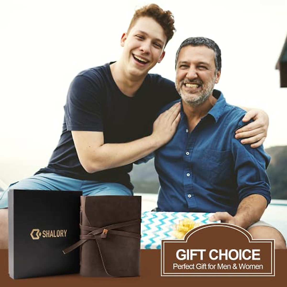 SHALORY Leather Journal Notebook for Men and Women - 5x7 inches Leather Bound Daily Notepad-300 Kraft Lined Pages Leather Notebook for Business, Travel, Diary, Sketchbook Gift. (5"x 7", Dark Brown)