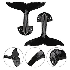 VICASKY 2pcs Cast Iron Whale Tail Towel Hooks Nautical Decor Wall Mount Coat Clothes Hanger Decorative Hanging Hook for Coat Robe Hat Clothes Towel Storage