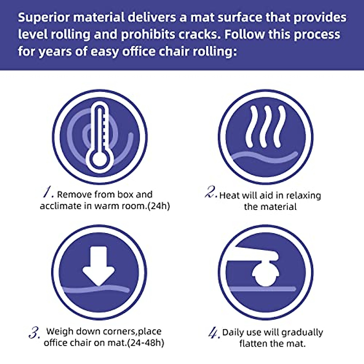 LUMDERIO Chair Mat for Computer Desk, Flat Without Curling, Office Carpeted Floor Mats for Low Pile Carpet 23.5 X 17.5 inches