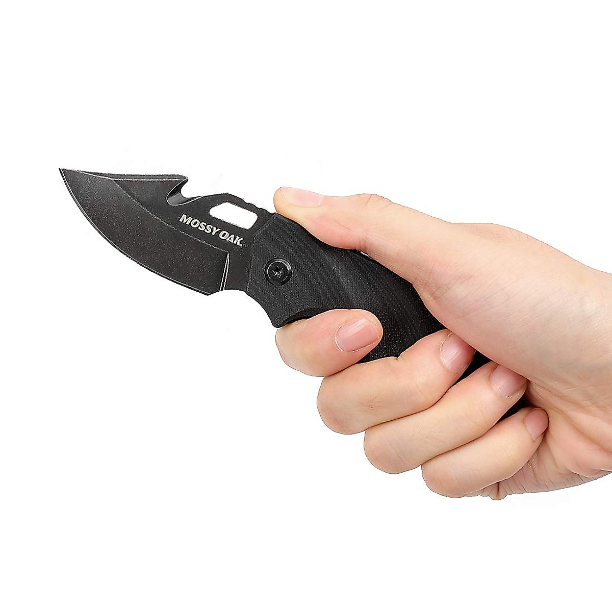 MOSSY OAK Mini Folding Pocket Knife, 2.5-inch Stainless Steel Drop Point Blade - G10 Handle EDC Multifunction Tool with Bottle Opener and Glass Breaker (Black), Good Merry Christmas Gift