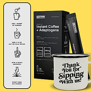 STRONG COFFEE COMPANY | BLACK | PREMIUM ORGANIC INSTANT BLACK COFFEE | 10 SINGLE SERVINGS PER PACK - Smooth Taste, Dairy Free, Keto Friendly, Gluten Free, Enjoy Hot or Cold, Just Add Water