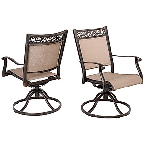 CASUAL WORLD Patio Sling Dining Chairs Set of 2, Outdoor Furniture Swivel Rocker Chairs with All-Weather Aluminum Frame for Bistro Garden Backyard Balcony