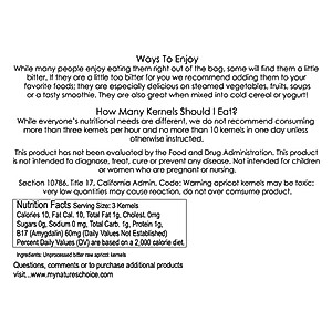 Bitter Apricot Kernels, 8 oz, 375 Raw Apricot Seeds, 100% All Natural, GMO Free, Pesticide Free, Gluten Free, Vegan
