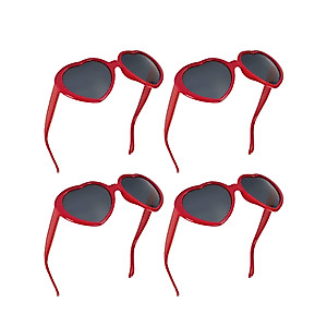 Blulu 12 Pieces Neon Colors Heart Shape Sunglasses for Women Party Favors and Festival (Red)