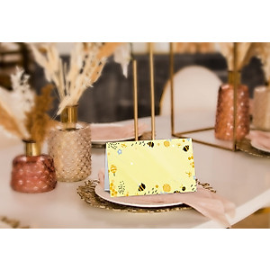 Table Place Card for Baby Shower, 25 Pcs Tent Cards Set, Editable Name Cards for Table Seating, Honey Bee Birthday Party Food Lables, Bumble Bee Baby Shower Decorations(14)