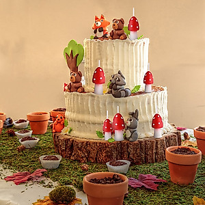 Tondiamo 9 Pcs Birthday Candles Forest Mushroom Candles Mushroom Cake Decorations Mushroom Cake Topper Woodland Cupcake Topper