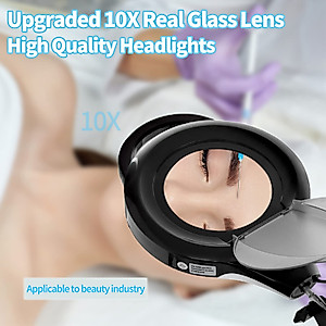 10X Magnifying Lamp with Clamp, KIRKAS 2200 LM Super Bright and Stepless Dimming Magnifying Glass with Light, Real Glass Lens Lighted Magnifier Light for Close Work, Crafts, Reading, Repair - Black