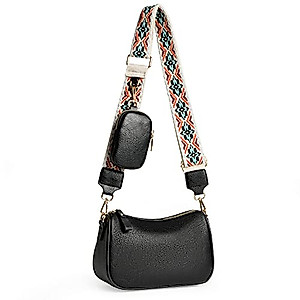 Herald Hobo Crossbody Bag for Women with Guitar Strap, Lightweight Vegan Shoulder Side Handbag with Coin Purse Pouch (Black)