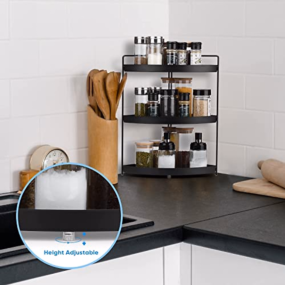 Lvssci Corner Shelf 3 Tier Bathroom Countertop Organizer ，Kitchen Bathroom Countertop Perfume Trays for Dresser Cosmetic Makeup Organization Standing Shelves Space Saving Holder