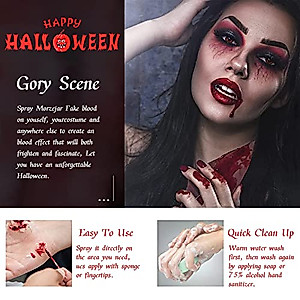 Fake Blood Vampire Halloween Makeup, Washable Bloody Mary Fake Blood Spray for Clothes Face Body Paint Realistic Halloween Blood for Zombie Vampire Monster Makeup Cosplay, Realistic Blood Splatter 1oz