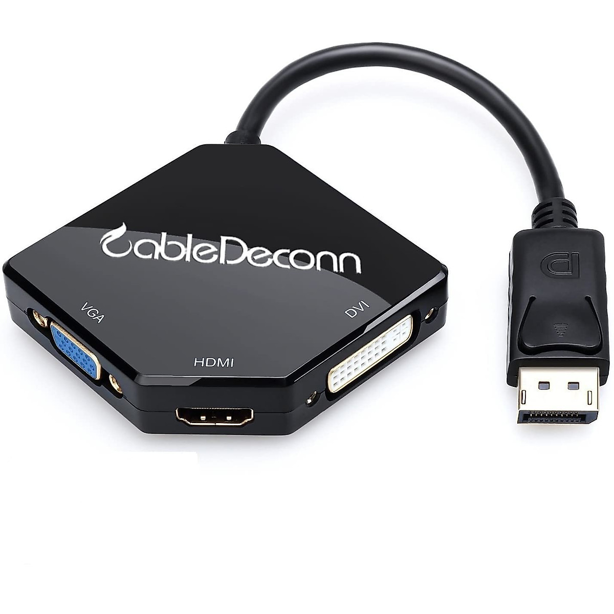 CABLEDECONN Multi-Function Big DisplayPort DP2 to HDMI VGA DVI Cable Converter Adapter