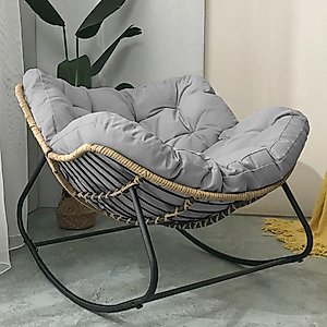 Big Comfy Rocking Chair Outdoor,Front Porch Furniture/Indoor/Backyard/Living Room/Bedroom Lounge Chair,Reading Chairs for Adults/Rattan/Egg Chair