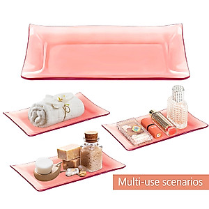 Haturi Bathroom Accessories Set, 4 Pcs Pink Glass Bathroom Accessories Sets Complete w/Lotion Soap Dispenser, Toothbrush Holder, Apothecary Jar, Vanity Tray, Bathroom Decor, Gift for Home Apartment