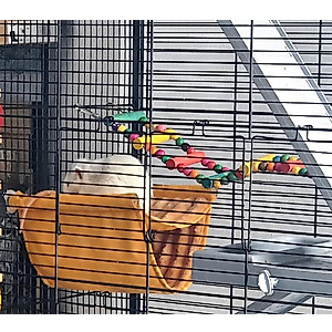 DS. DISTINCTIVE STYLE Bird Ladder Toys Coloured Flexible Parrot Swing Bridge Wooden Cockatiel Cage Hanging Climbing Ladder (39 in (16 Steps))