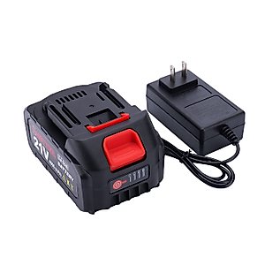 SHINTYOOL 21V Lithium Battery with Electric Quantity Display, 4.0 Ah Battery with Charger Adapter Led Indicator Compatible with Leaf Blower and Mini Saw