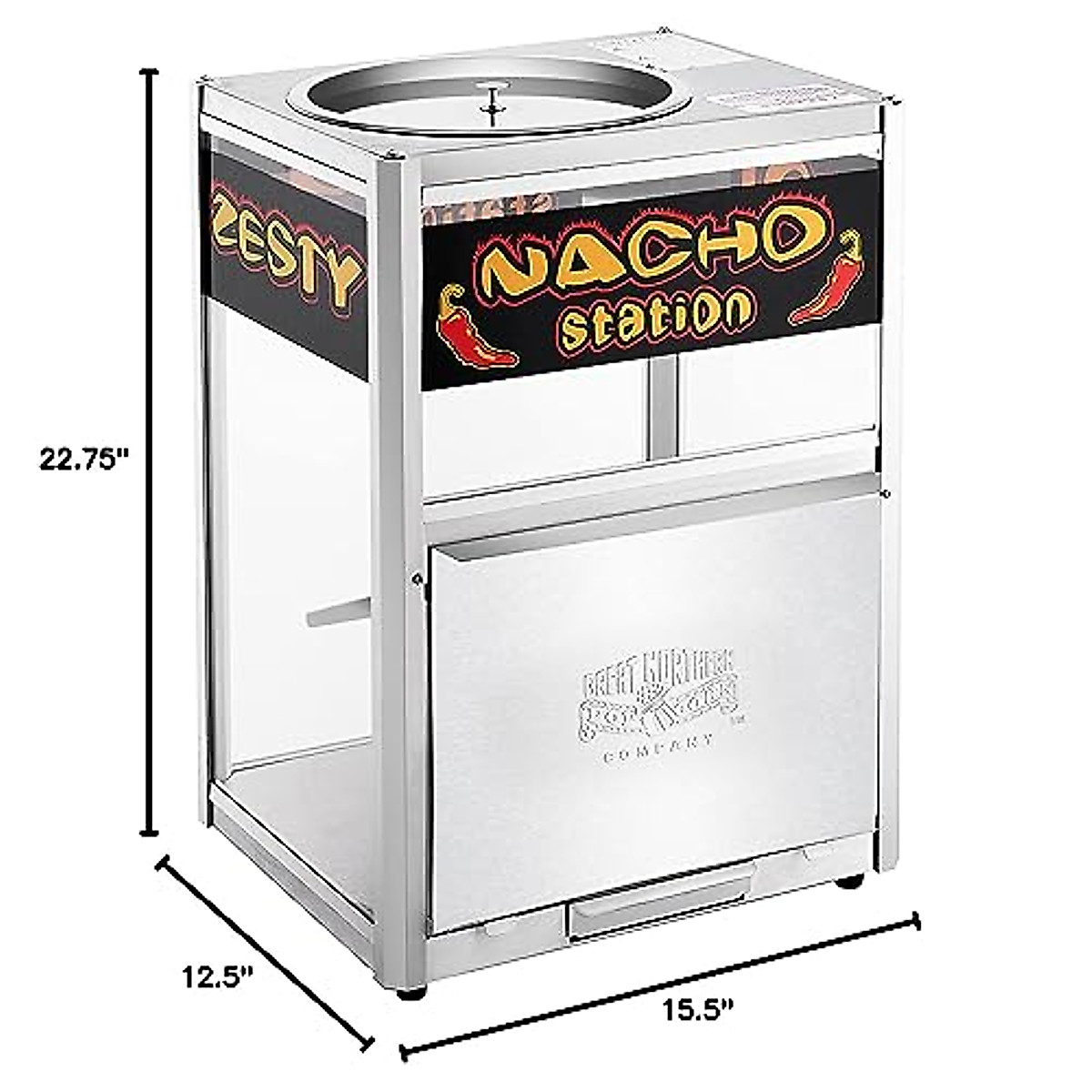 Great Northern Nacho Station Commercial Grade Nacho Warmer Merchandiser, Keeps Chips Warm and Fresh for Hours, Easy to Setup, Stainless Steel Frames with Heavy Duty Plate Glass