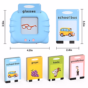 WANIWU Kids Toys Flash Cards Educational Toys for 2-6 Years, 112 Pcs 224 Words Learning Toys Birthday Gift(Blue)