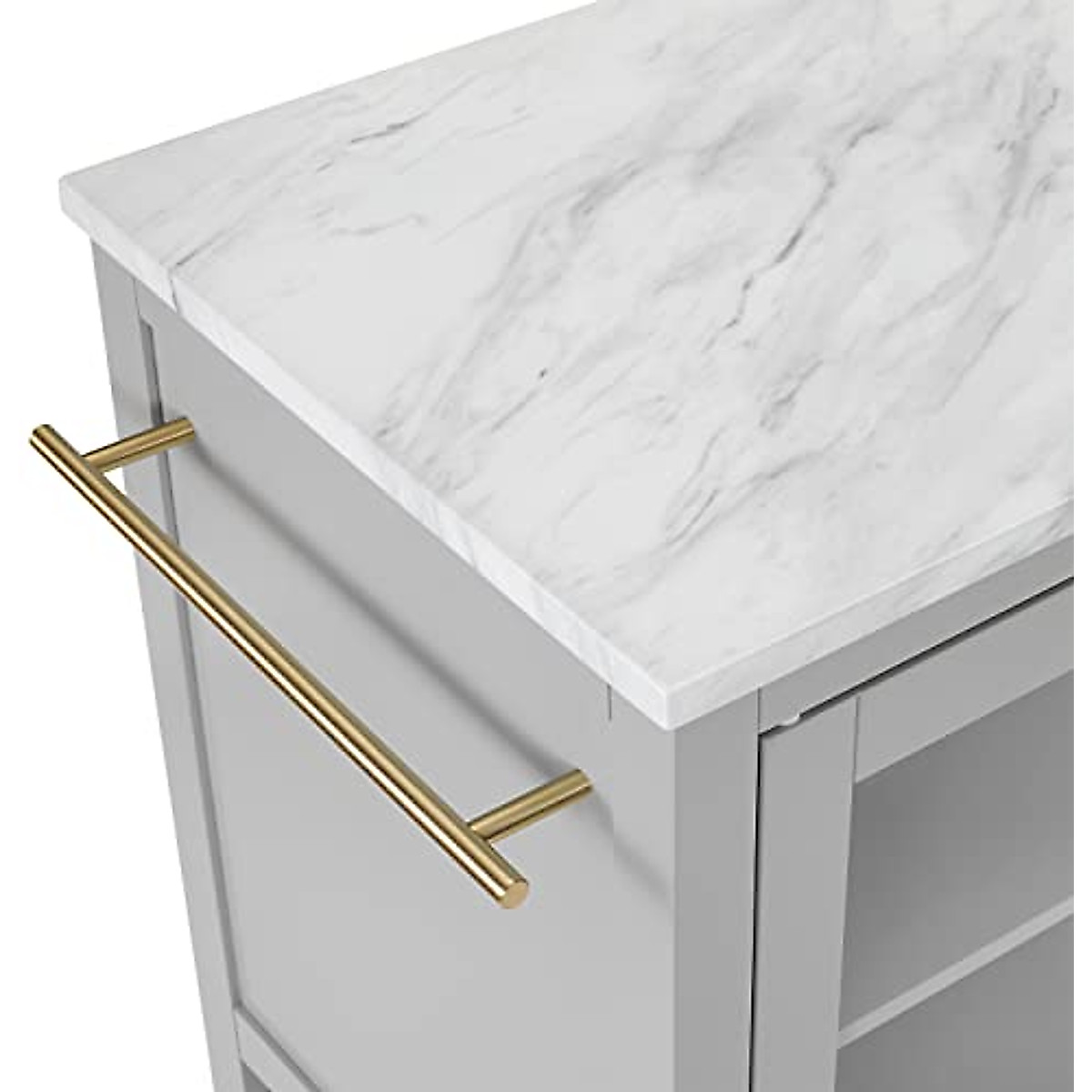 Crosley Furniture Katrina Kitchen Island with Faux Marble Top, Gray