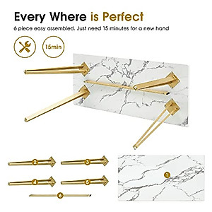 ivinta White Marble Dining Table, Modern Rectangle 55 inch Dining Room Table for 4/6, White Dining Table with Gold Hairpin Legs, Italian Type Simple Tea Table, Kitchen Table (Easy Assembly) (White)