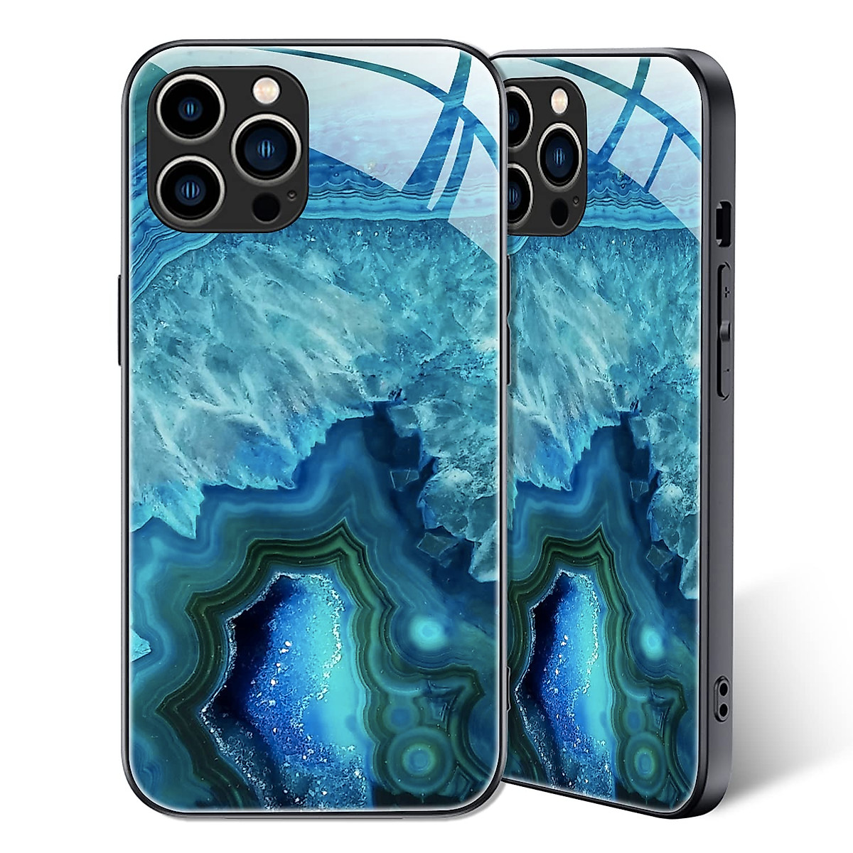 Tabavsit for iPhone 14 Pro Case, Full Surrounding Camera Protection, Agate Marble Personalized Anti-Scratch Glass Design On The Back, Shockproof Bumper, Protective Cover for iPhone14procase