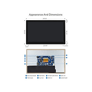 waveshare 10.1inch QLED Quantum Dot Display Compatible with Raspberry Pi 4B/3B+/3A+/2B/B+/A+/Zero/Zero W/WH/Zero 2W CM3+/4 Capacitive Touch 1280×720 Resolution Supports Jetson Nano/Windows