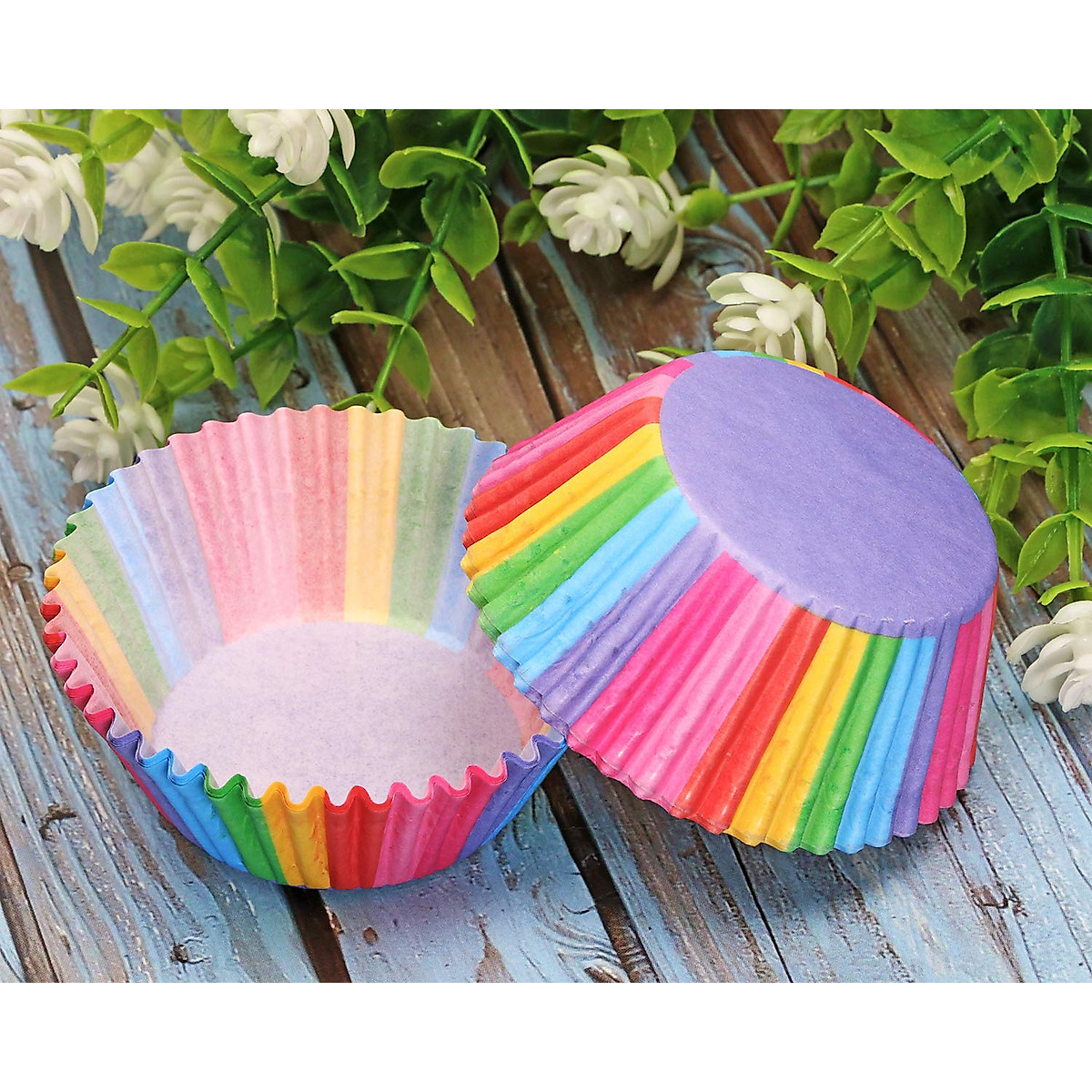 Mini Skater 100Pcs Standard Size Paper Baking Cups Rainbow Cupcake Liners for Wedding Birthday Party Muffins Cupcakes Cake Balls and Candies (Colorful)