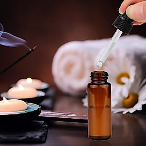 Furnido 5ml Amber Glass Dropper Bottle,Empty Essential Oil Bottles Glass Vials with Glass Eye Dropper for DIY Aromatherapy Colognes Perfume Liquid Sample Blends Pack of 35-2pc 2ml dropper included